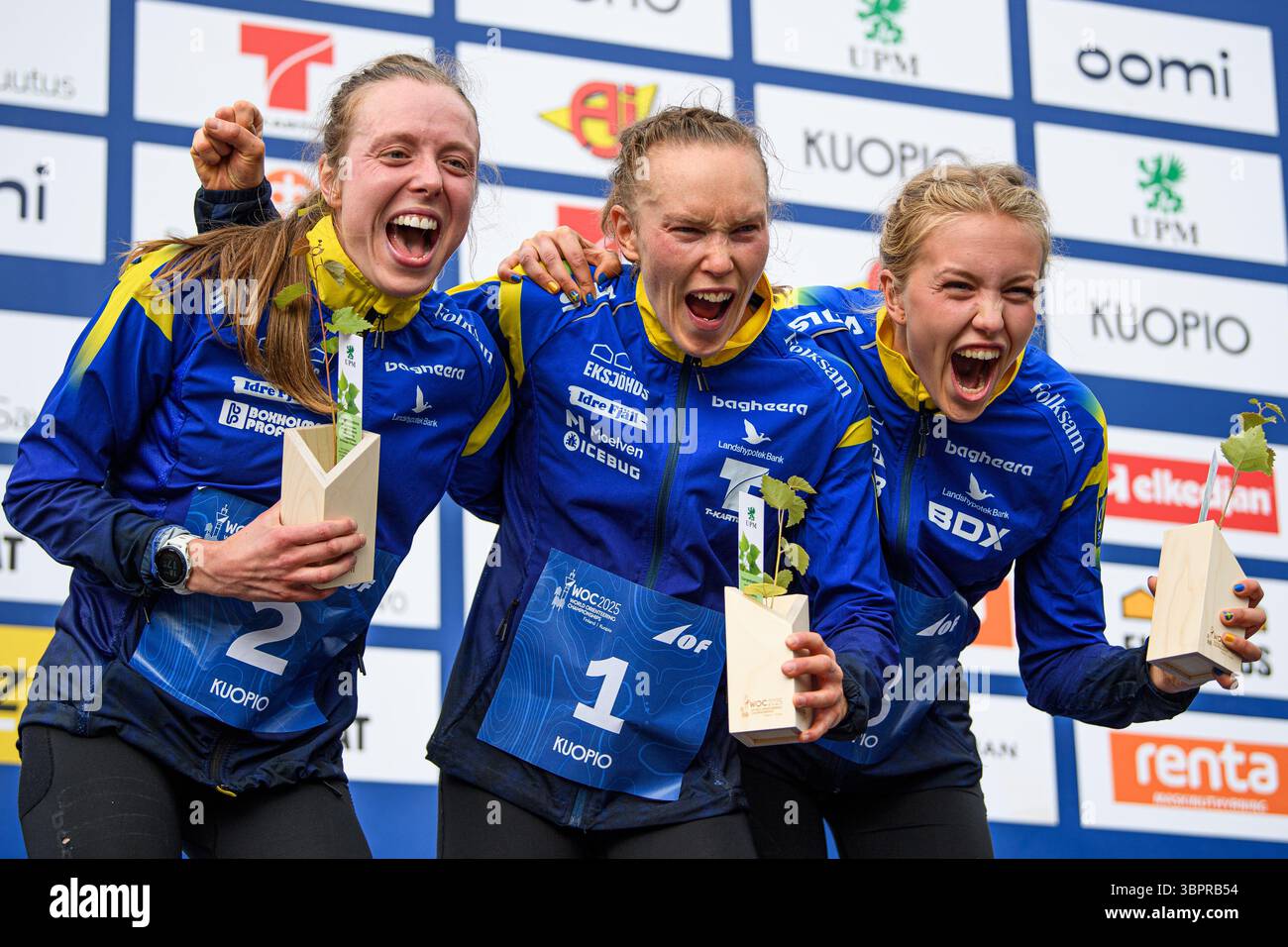 250709 Sanna Fasth, Tove Alexandersson and Hanna Lundberg of Sweden celebrate after women's ...