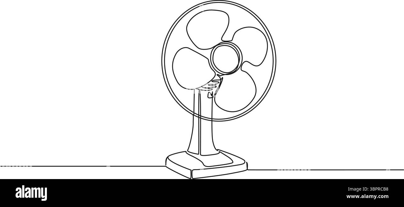 continuous single line drawing of electric fan, line art vector ...