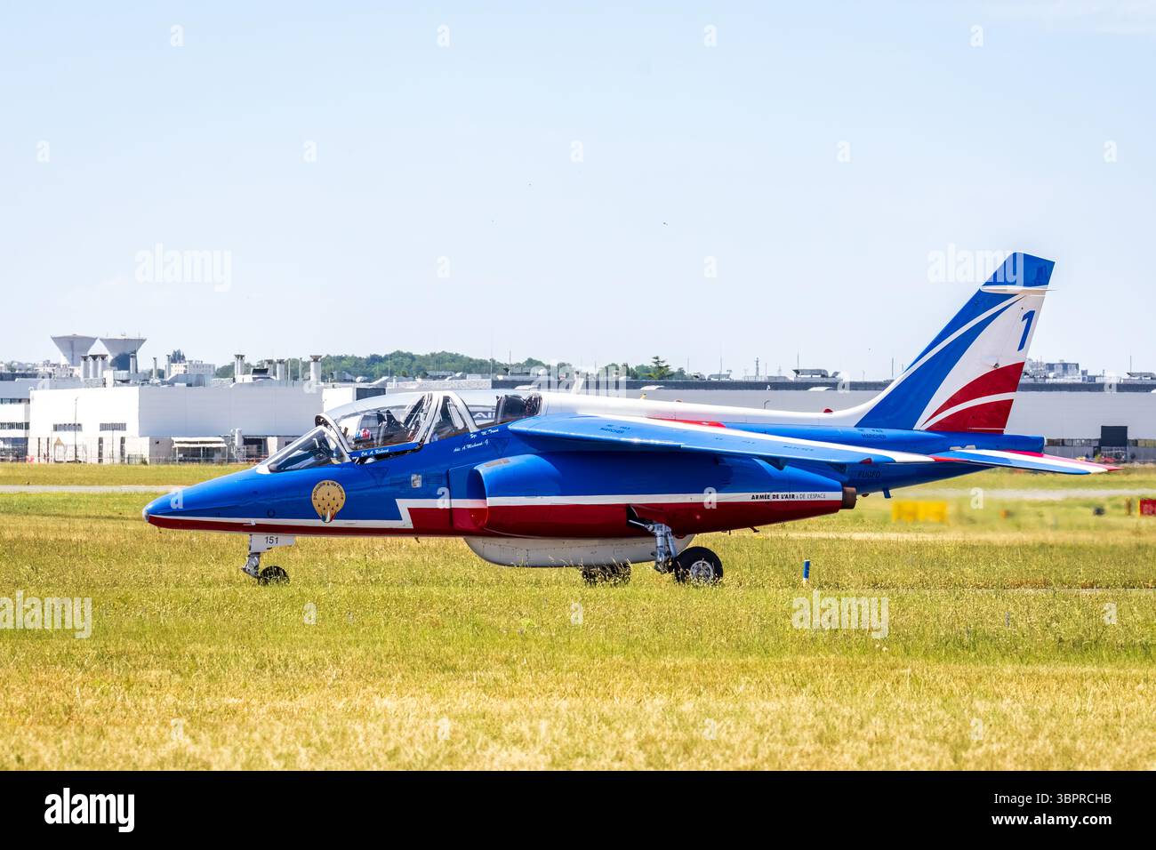 The leader Alphajet (Athos 1) of the Patrouille de France, the ...
