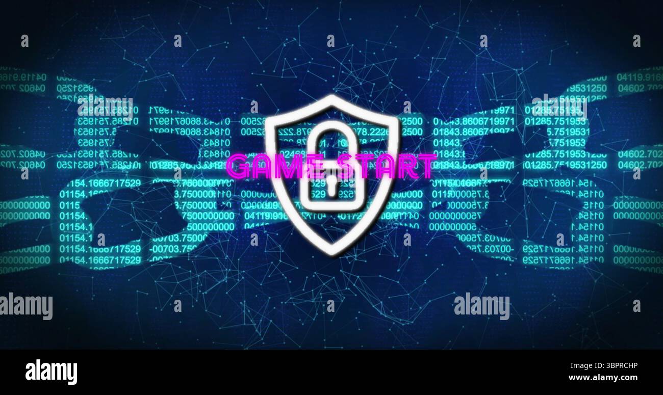 Floating white shield with keyhole icon and GAMESTAR text on blue code ...