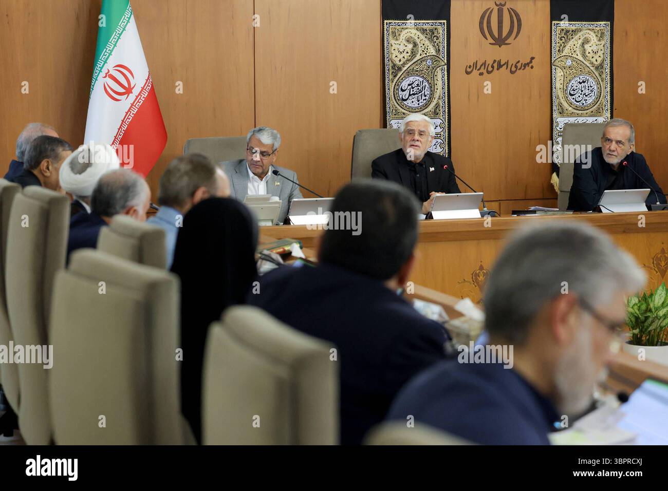Iranian President Masoud Pezeshkian chairs a cabinet meeting Iranian ...