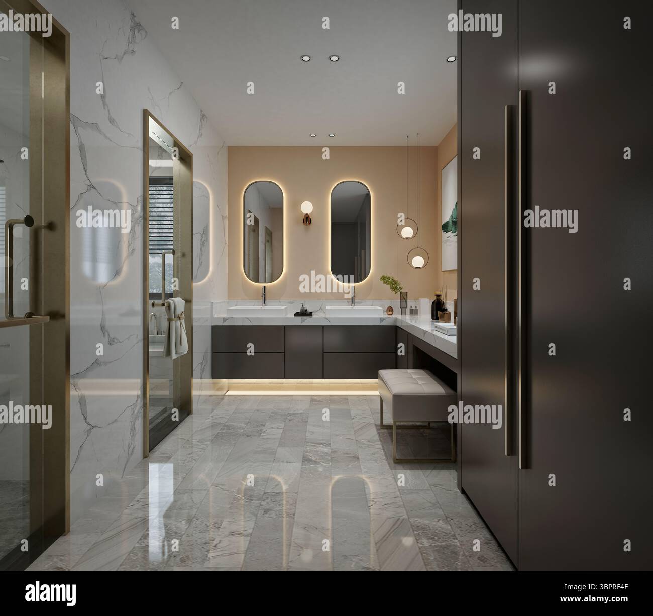 3d render of luxury bathroom Stock Photo - Alamy