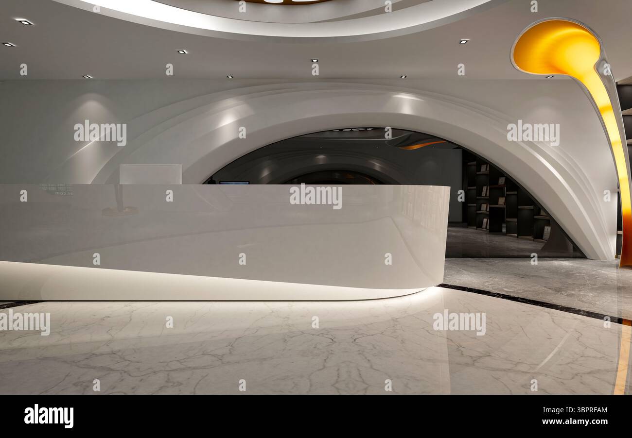 3d render luxury hotel reception lobby Stock Photo - Alamy