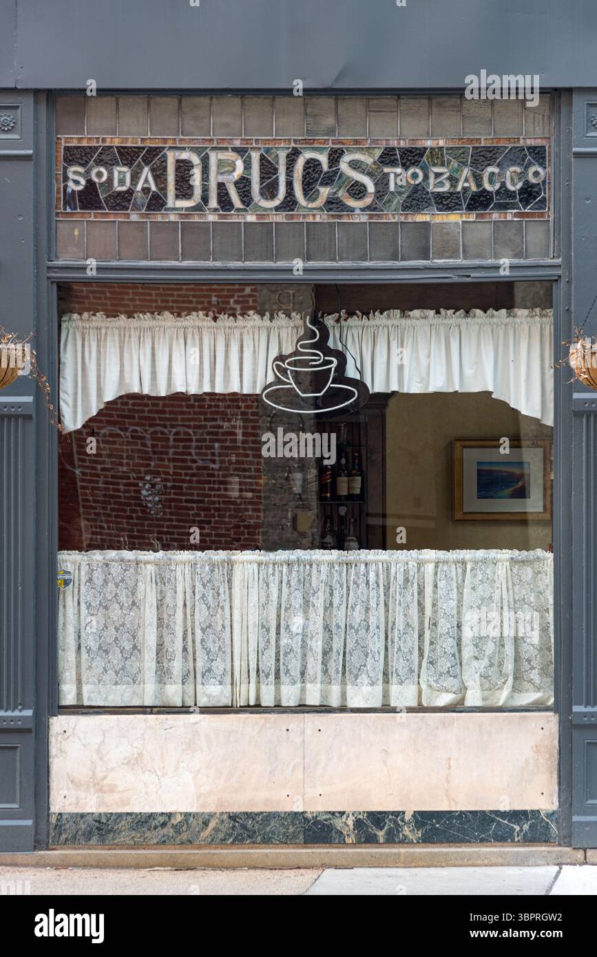Window of a small old cafe in Richmond, Virginia Stock Photo - Alamy