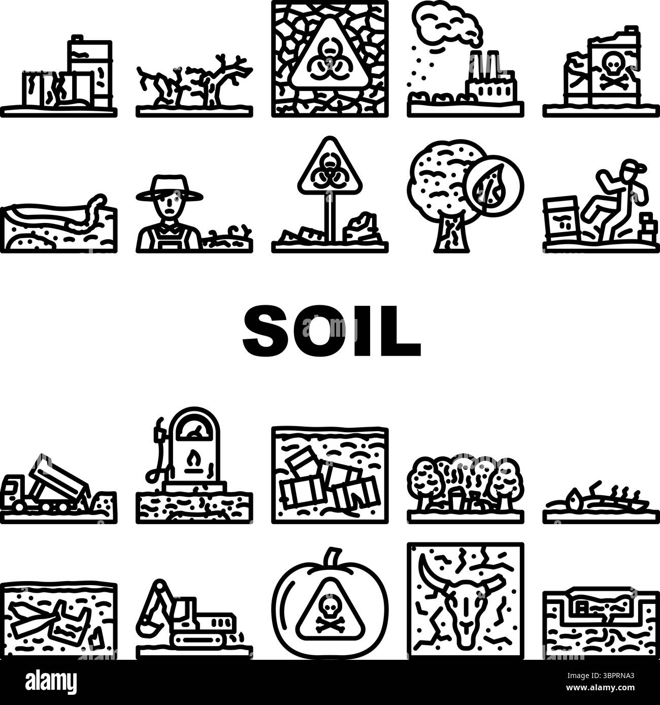 soil pollution contamination icons set vector Stock Vector Image & Art ...