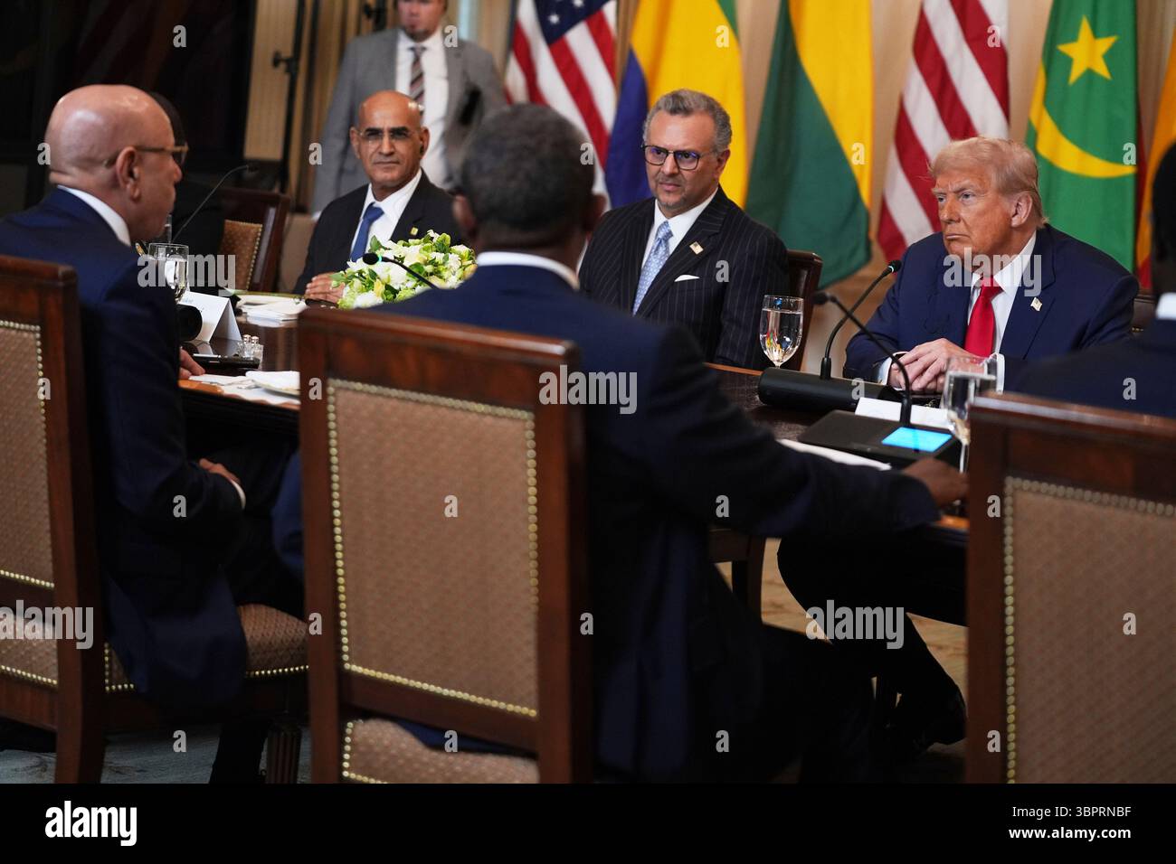 President Donald Trump speaks during a lunch with African leaders ...