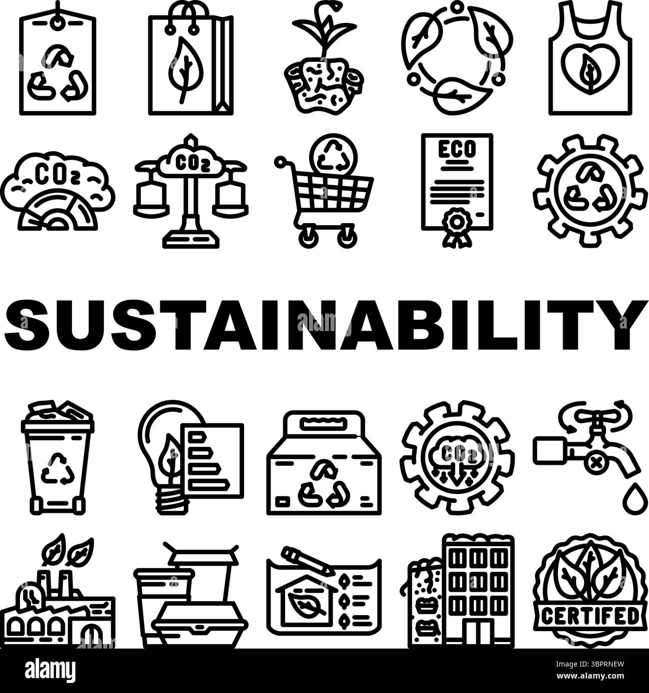 sustainability eco friendliness icons set vector Stock Vector Image ...