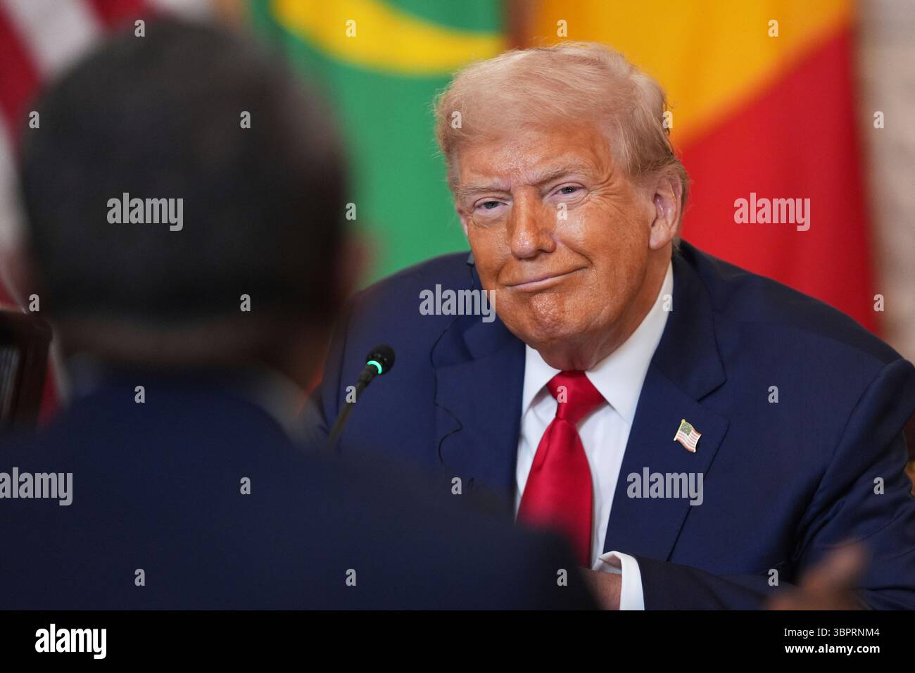 President Donald Trump speaks during a lunch with African leaders in ...