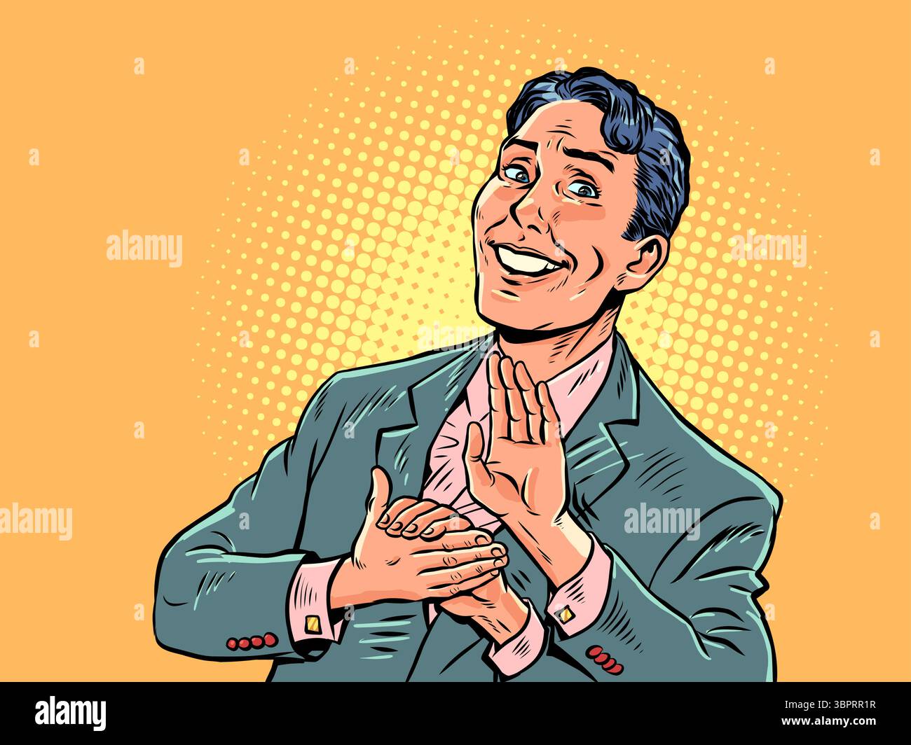 Man clapping his hands. Congratulations on success. Human hand movement ...