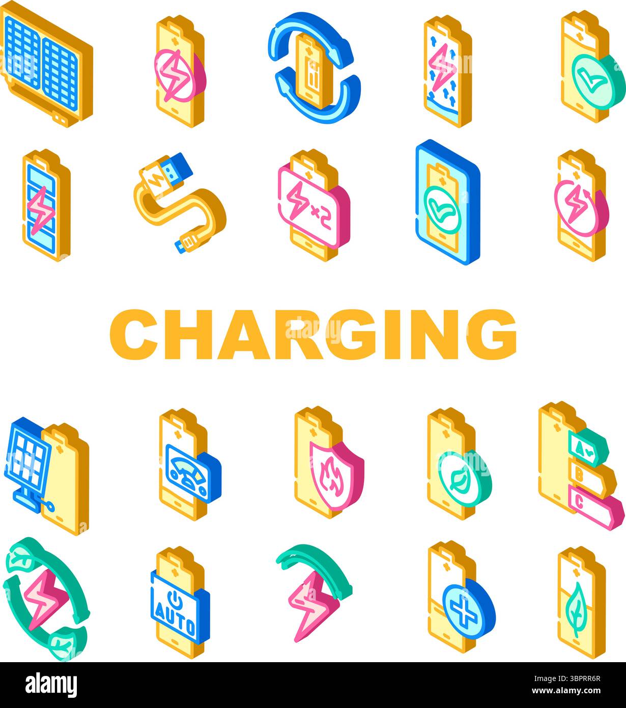 energy charging product icons set vector Stock Vector Image & Art - Alamy