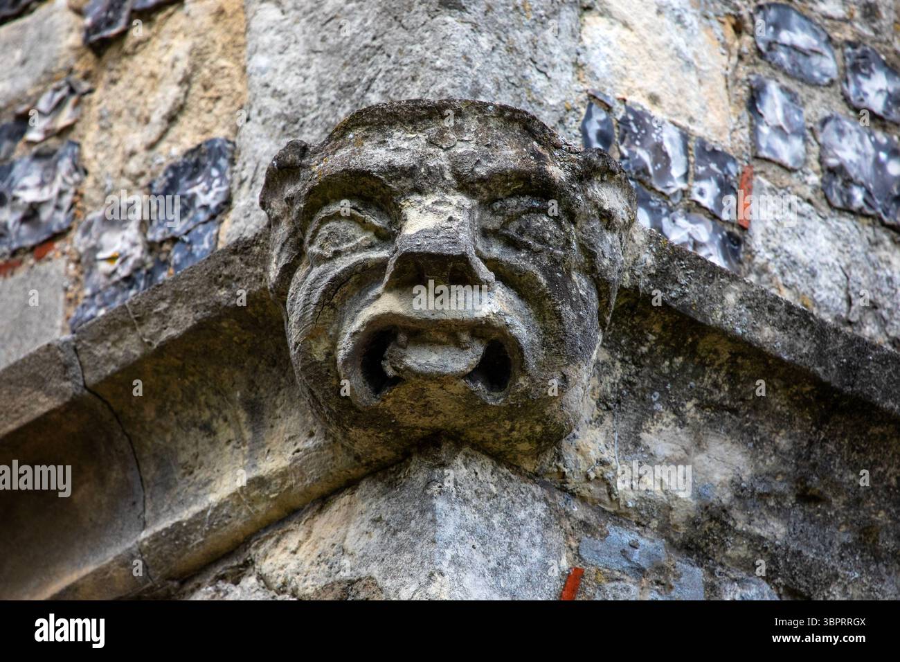 A stone carving on the exterior of St. Mary the Virgin church in the ...