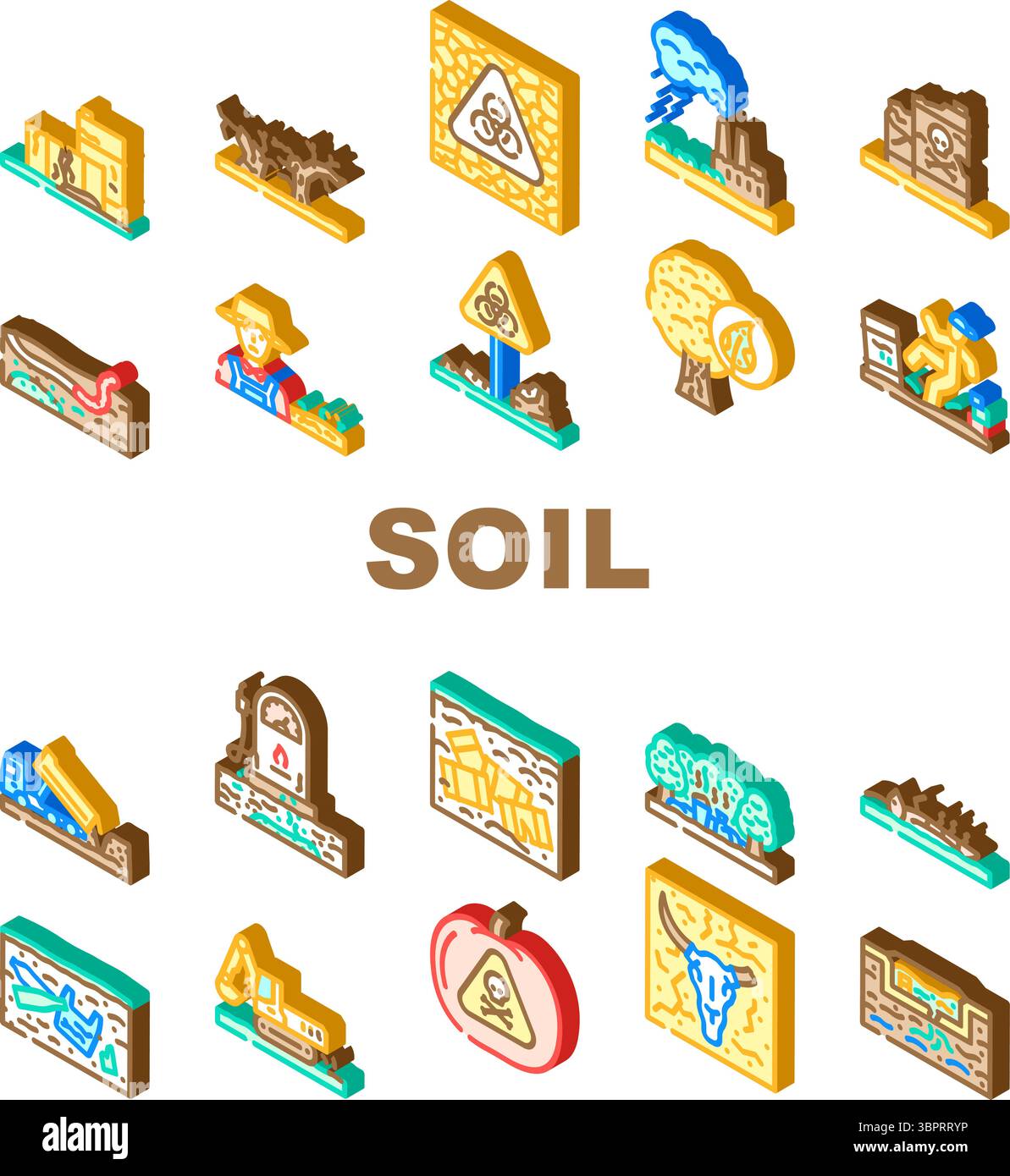 soil pollution contamination icons set vector Stock Vector Image & Art ...