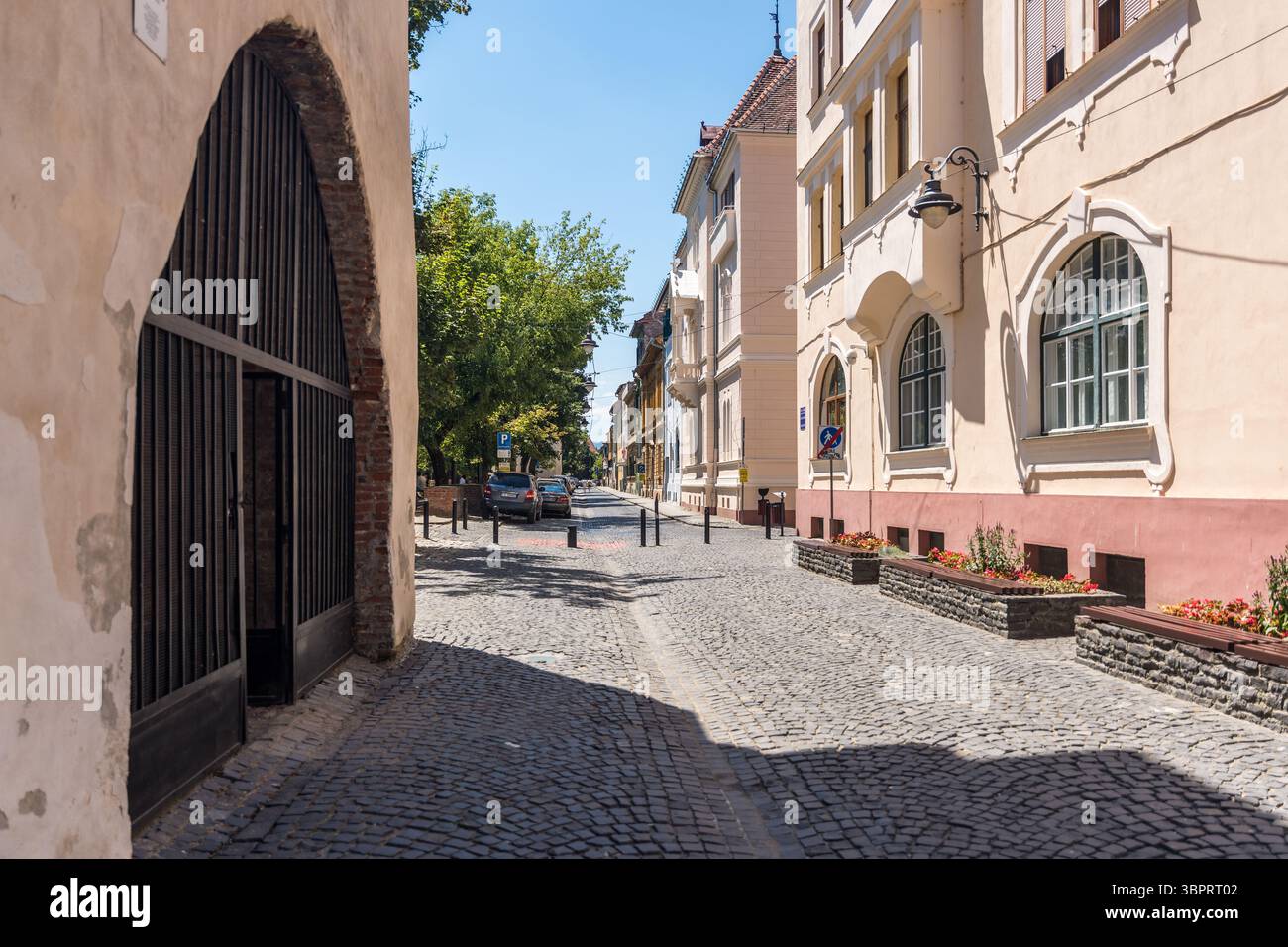 4. July 2025. Sibiu, Romania. Scenic medieval streets and colorful ...
