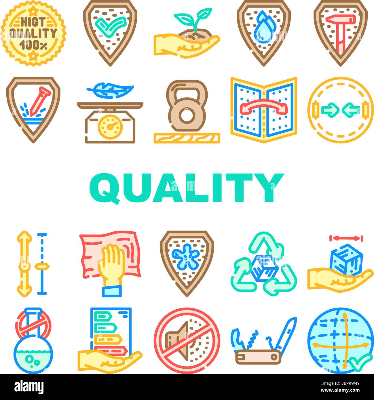 quality materials product icons set vector Stock Vector Image & Art - Alamy