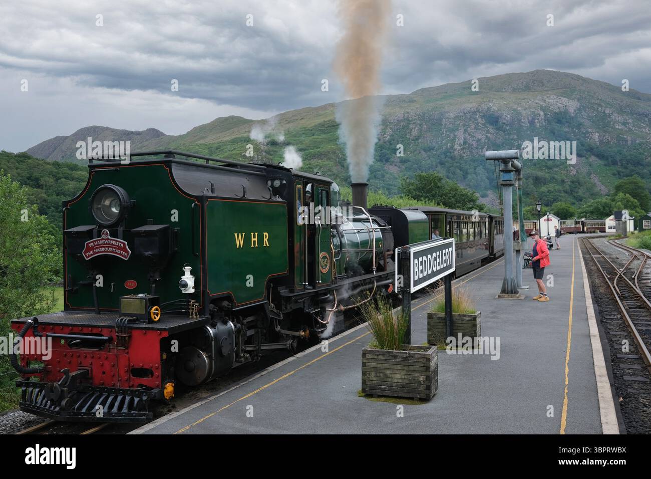 Steam locomotive at Beddgelert railway station on the narrow gauge ...
