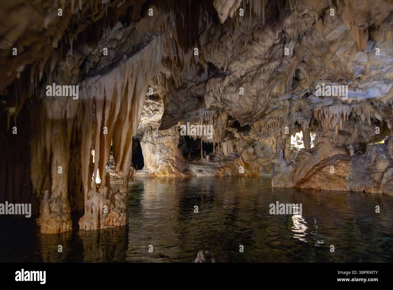 The Diros Caves are a complex of caves located above a small bay of the ...