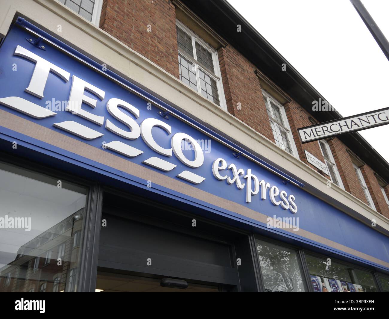 Tesco Express Corporate logo signs in York City centre in June 2025 ...