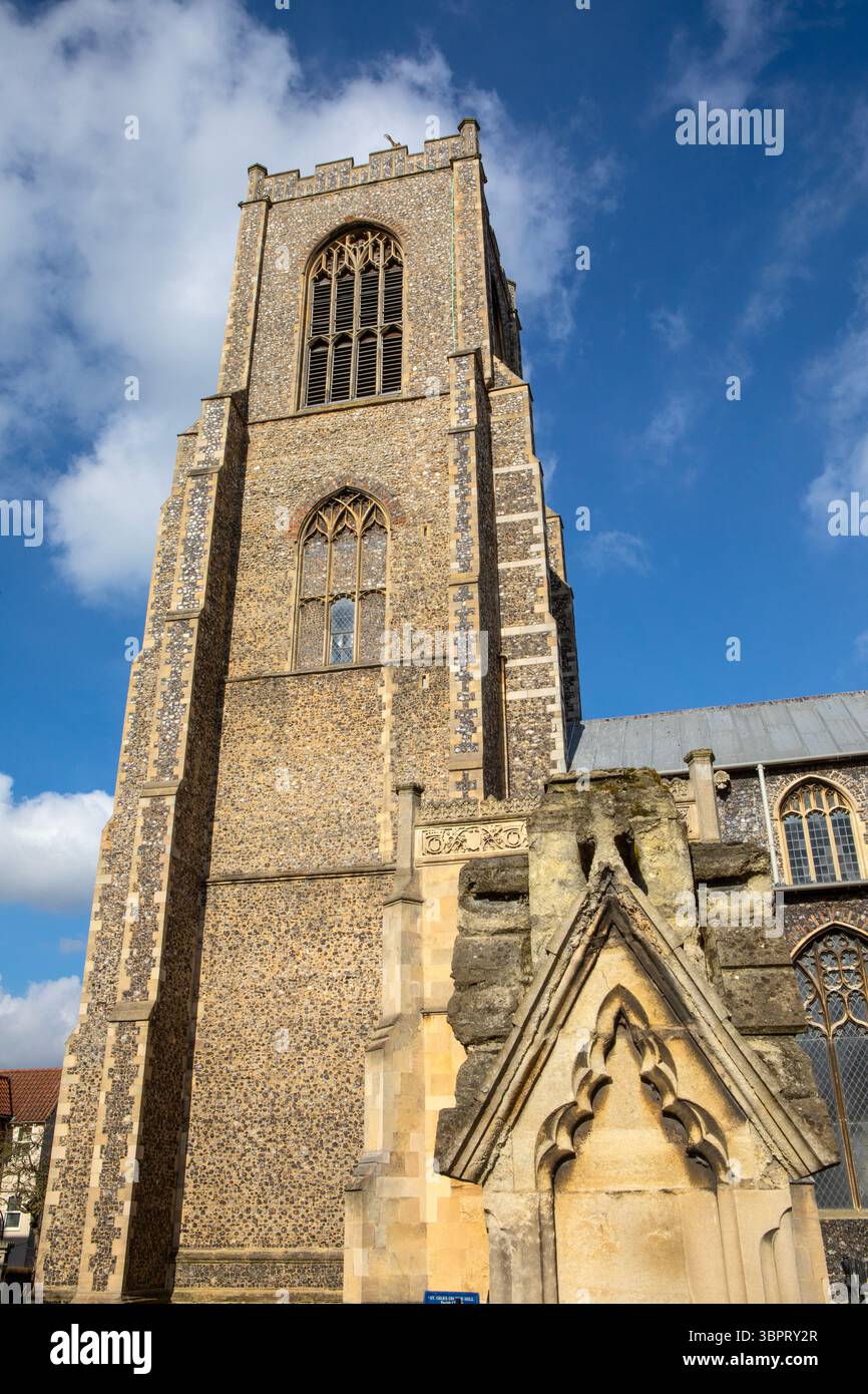 The tower of St. Giles on the Hill church, located in the historic city ...