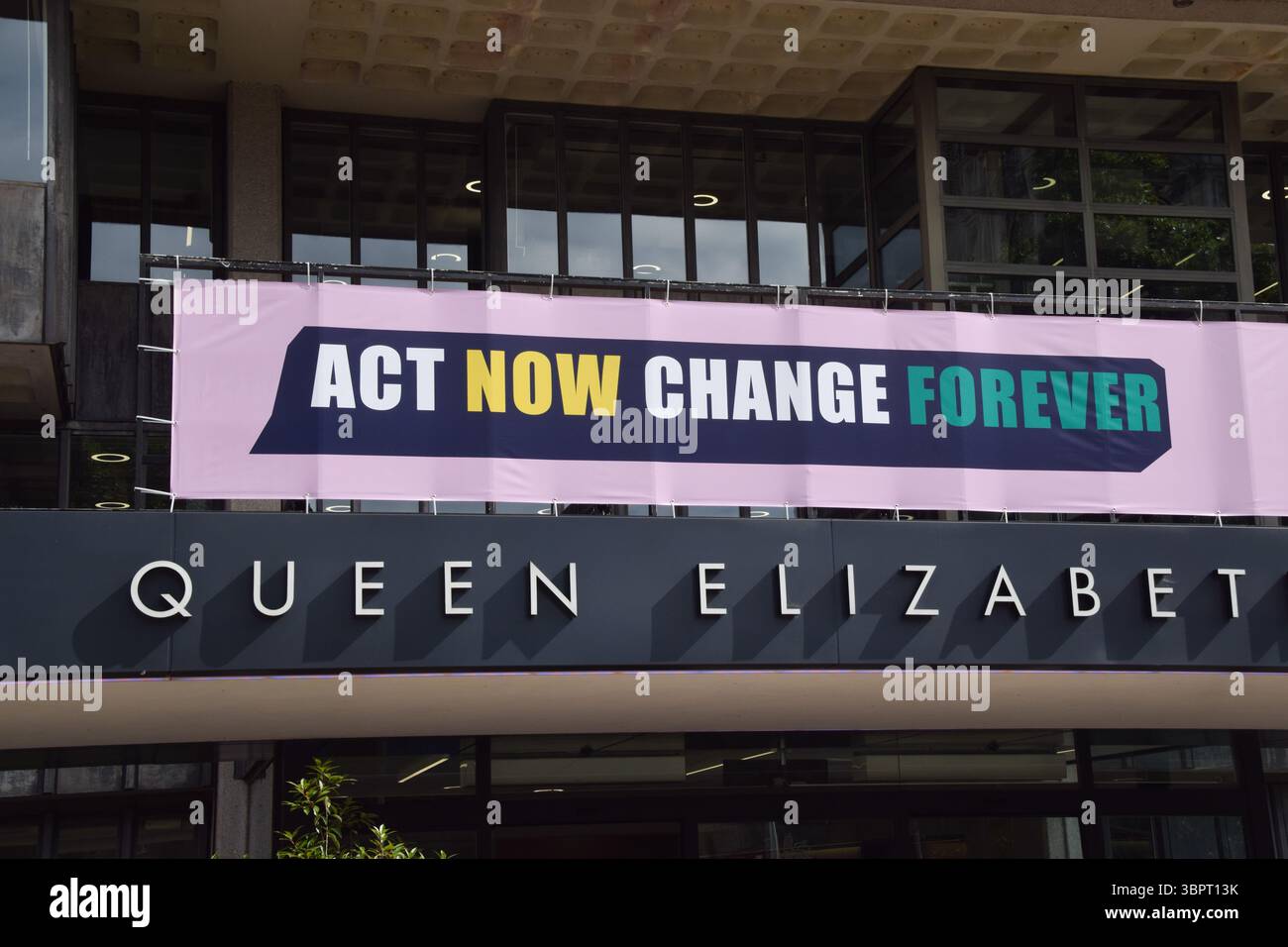 London, UK. 9th July 2025. Act Now Change Forever signs outside the ...
