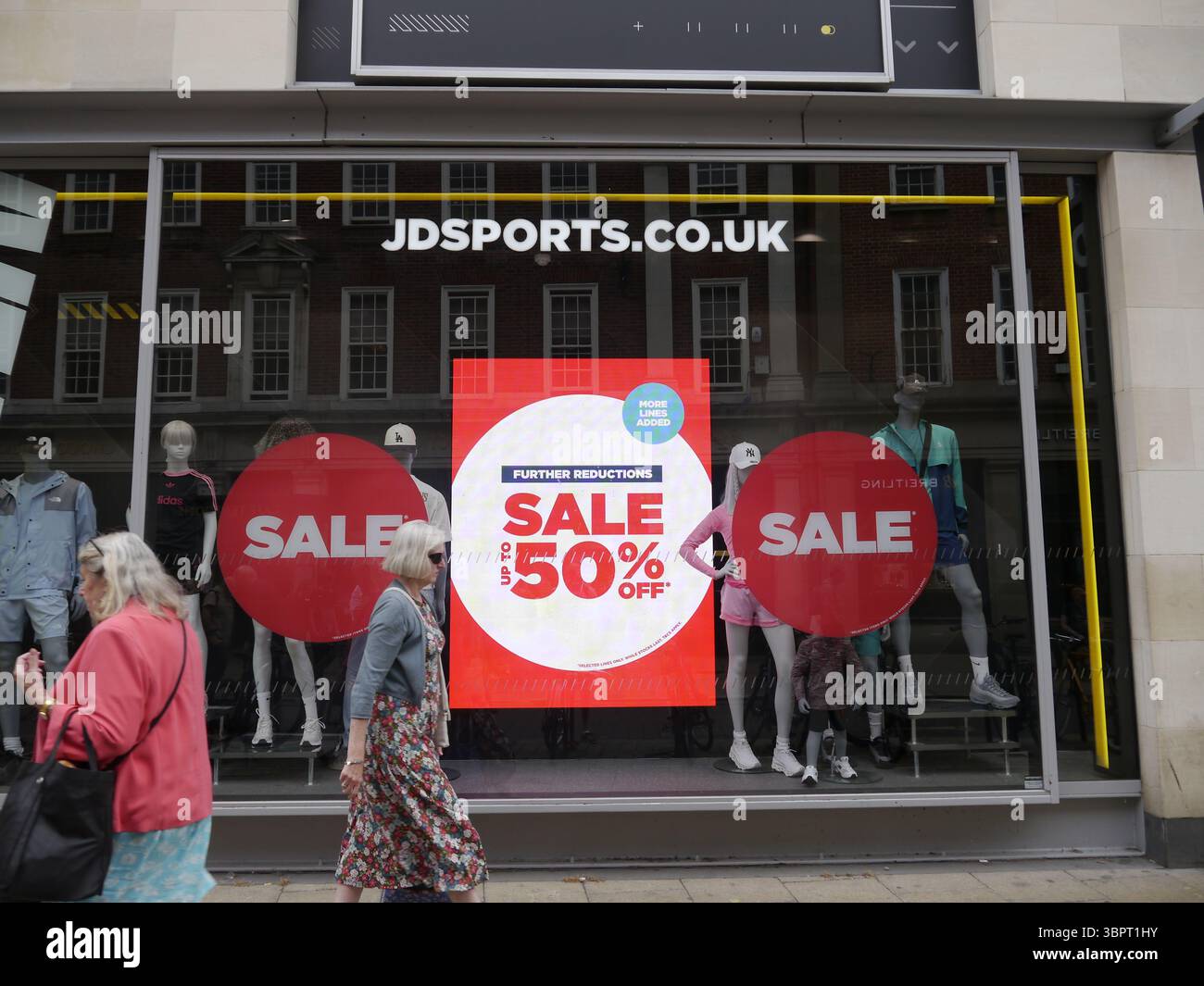 JD sports .co.uk Corporate logo signs in York City centre in June 2025 ...