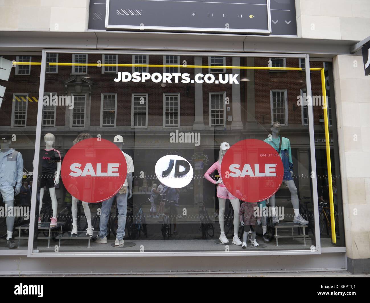 JD sports .co.uk Corporate logo signs in York City centre in June 2025 ...