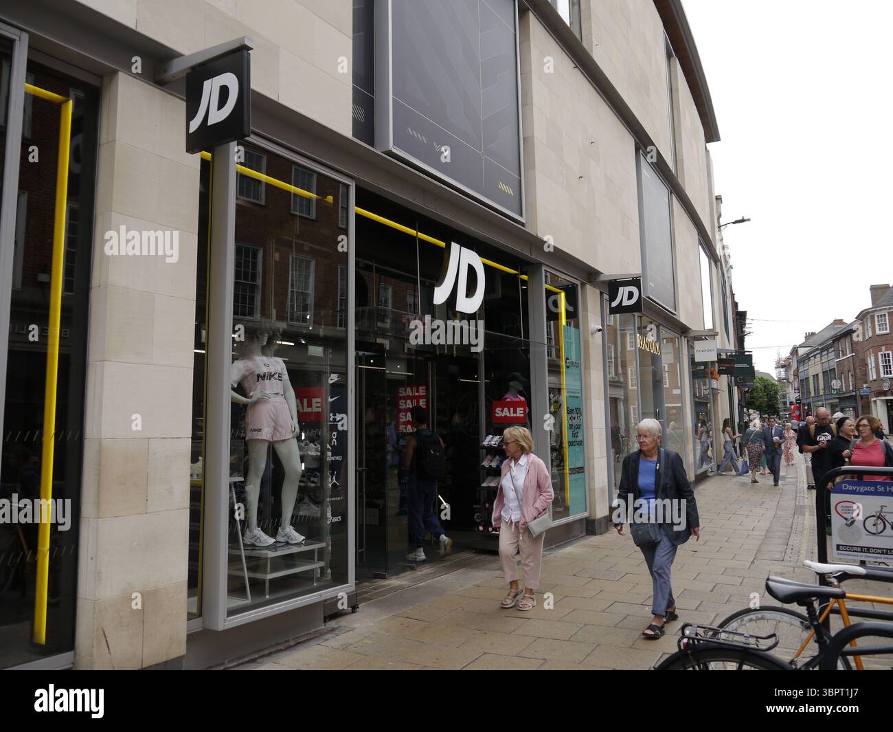 JD sports .co.uk Corporate logo signs in York City centre in June 2025 ...