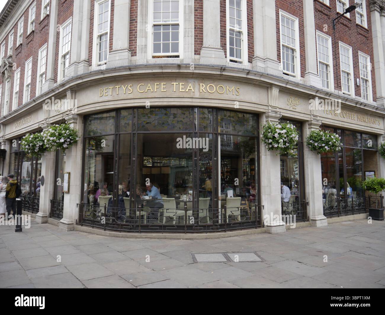 Betty’s tea rooms cafe Corporate logo signs in York City centre in June ...