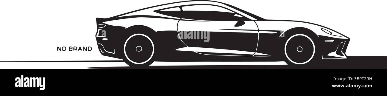 Silhouette classic sports car Black and White Stock Photos & Images - Alamy