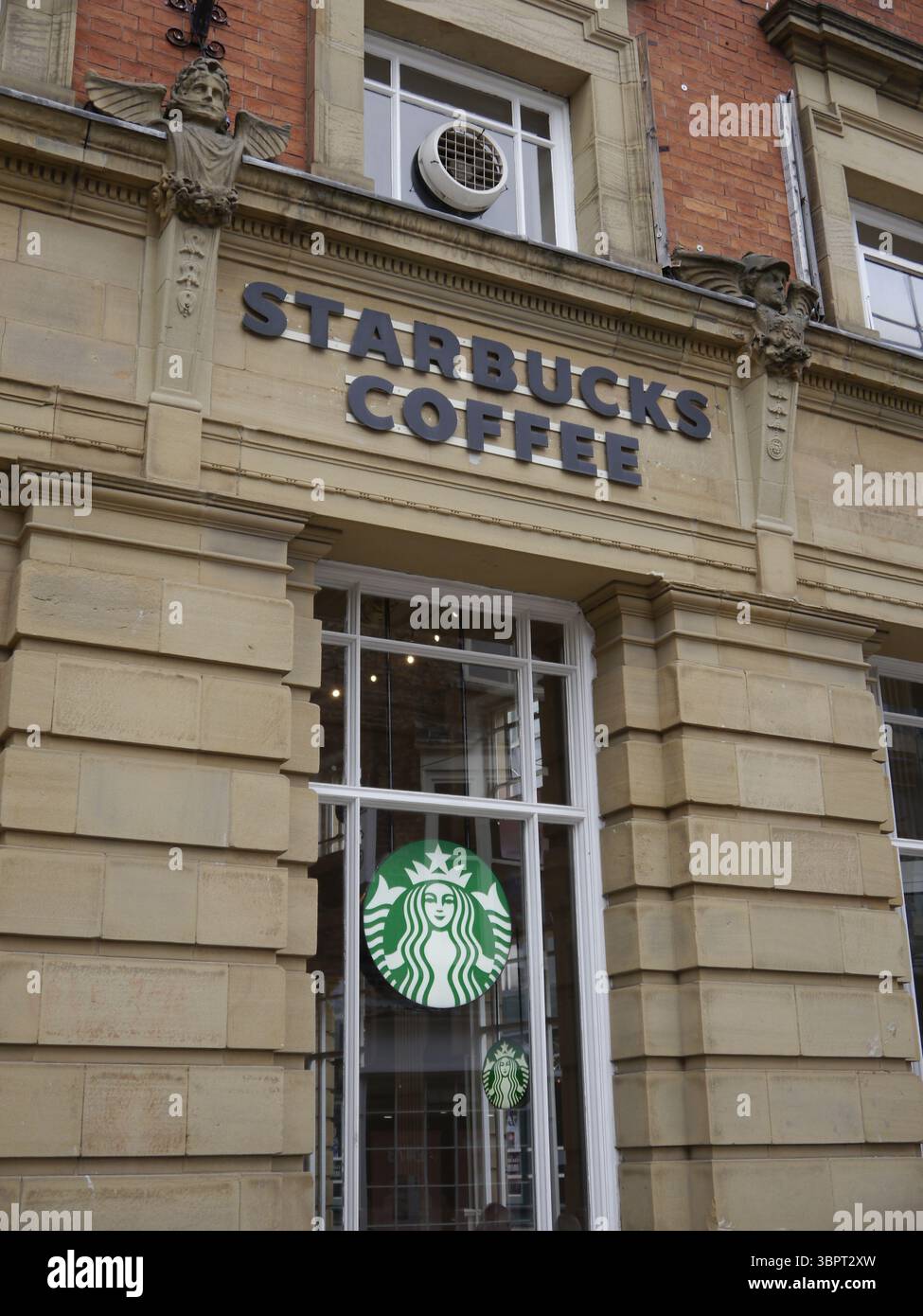Starbucks coffee Corporate logo signs in York City centre in June 2025 ...