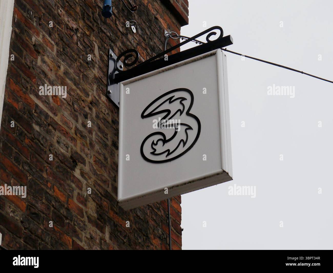 three telecom 3 , mobile phone cell company Corporate logo signs in ...