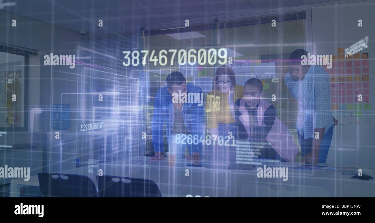 Diverse group collaborating over digital hi-res stock photography and ...