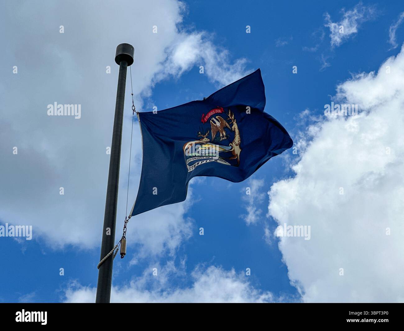 Flag state michigan waving in hi-res stock photography and images - Alamy