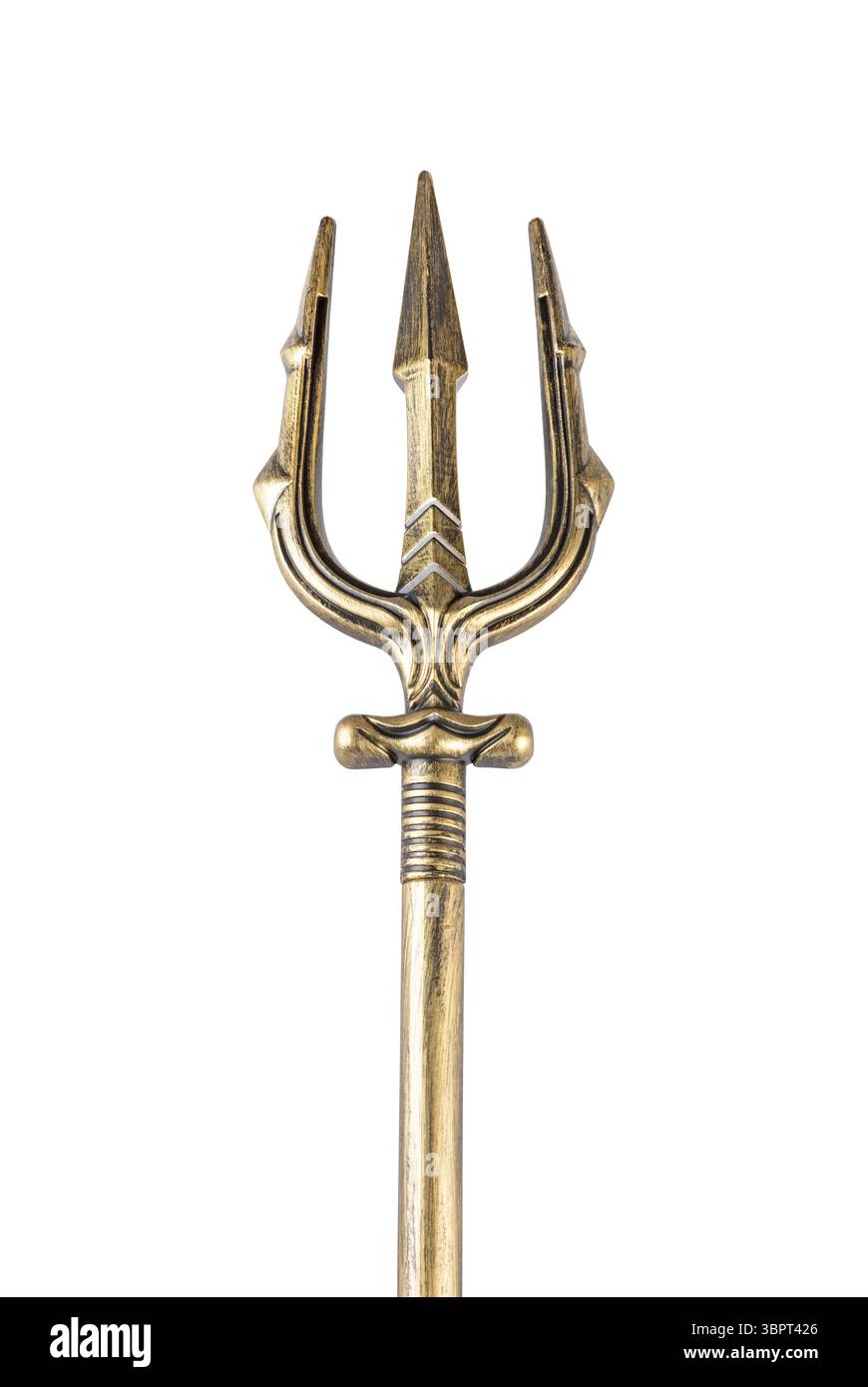 Golden trident isolated on white background with clipping path Stock ...