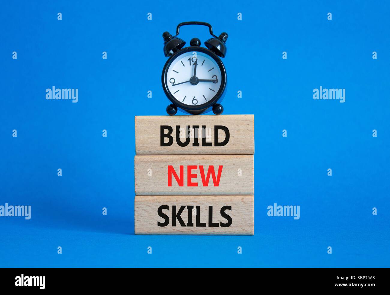 Build New skills symbol. Concept word Build New skills on wooden blocks ...