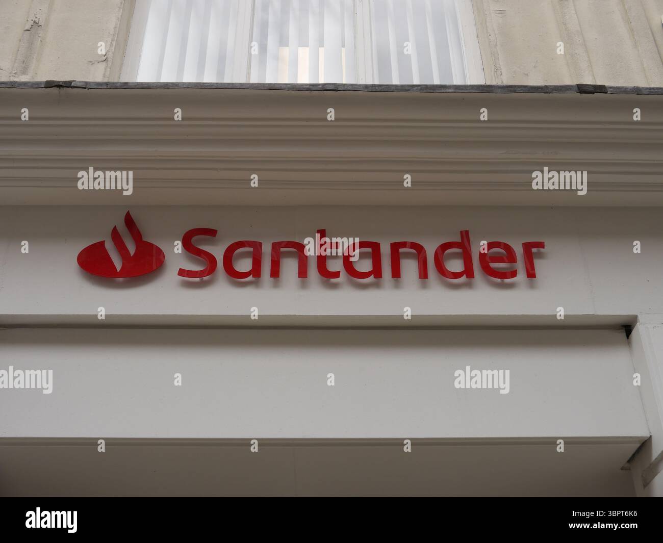 Santander bank Corporate logo signs in York City centre in June 2025 ...