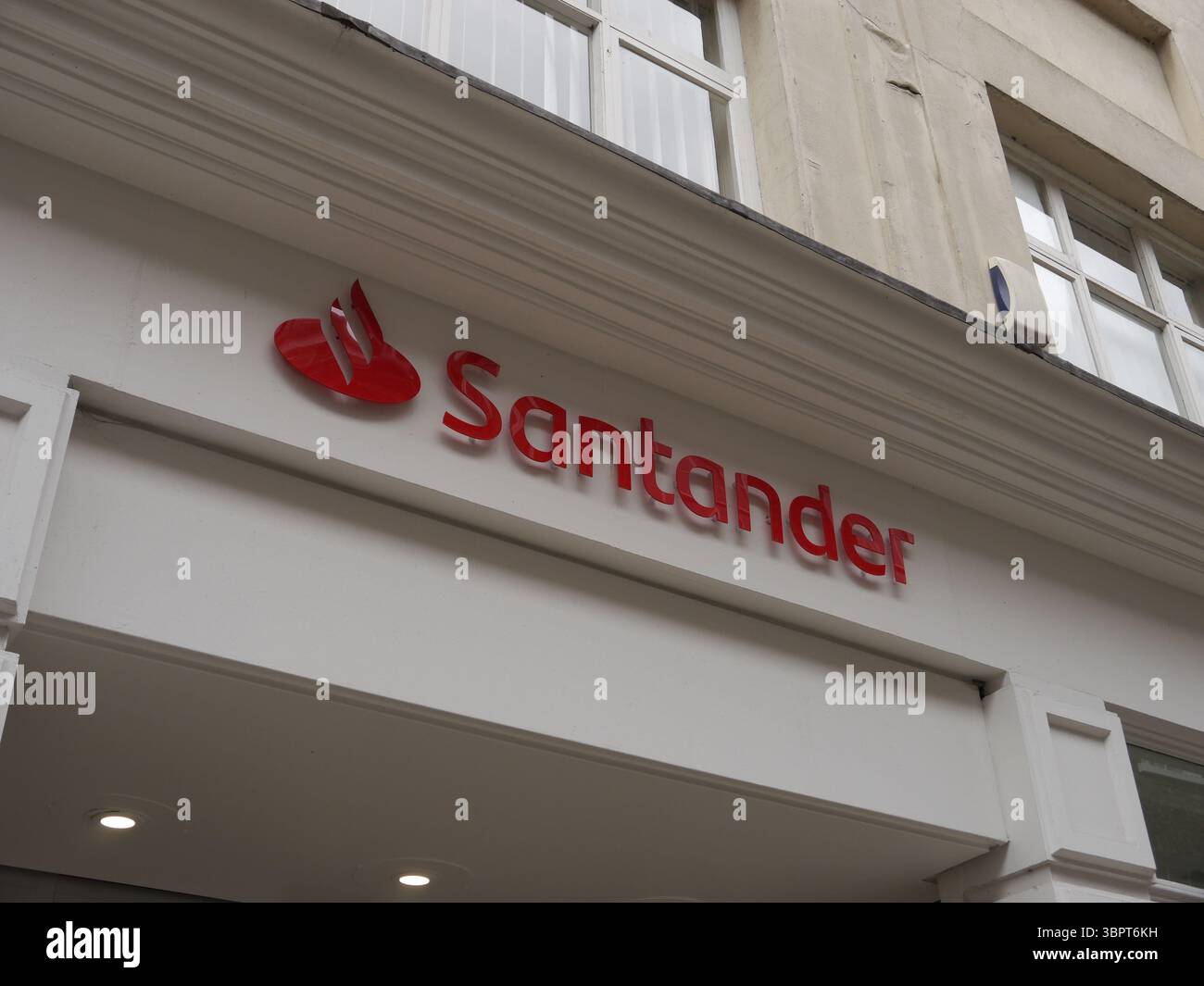 Santander bank Corporate logo signs in York City centre in June 2025 ...
