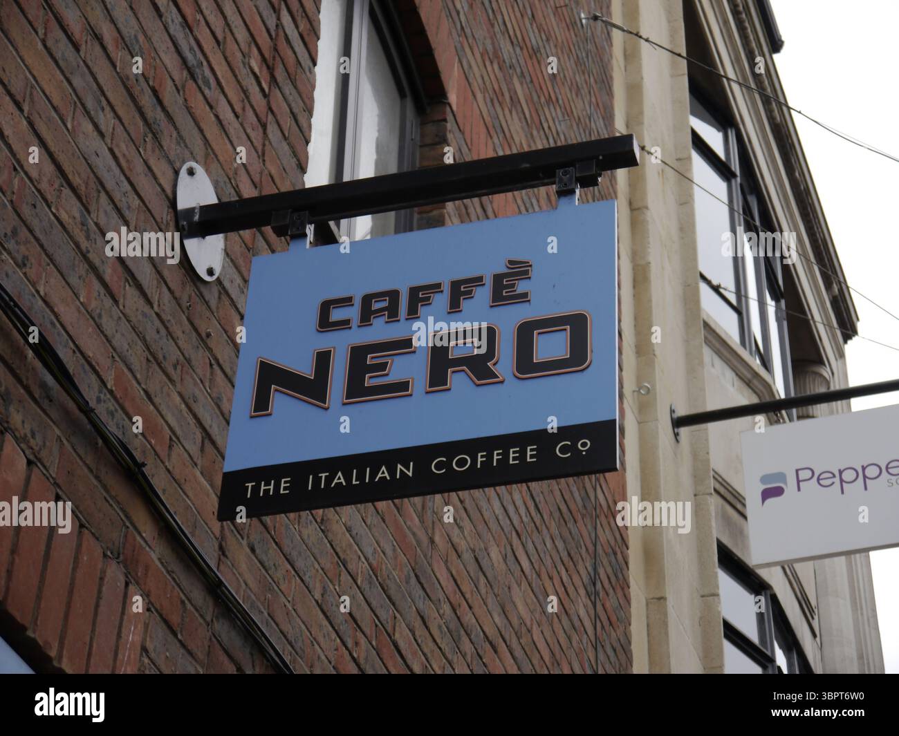 café Nero coffee shop cafe Corporate logo signs in York City centre in ...