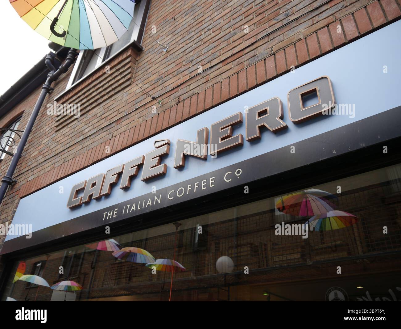 café Nero coffee shop cafe Corporate logo signs in York City centre in ...