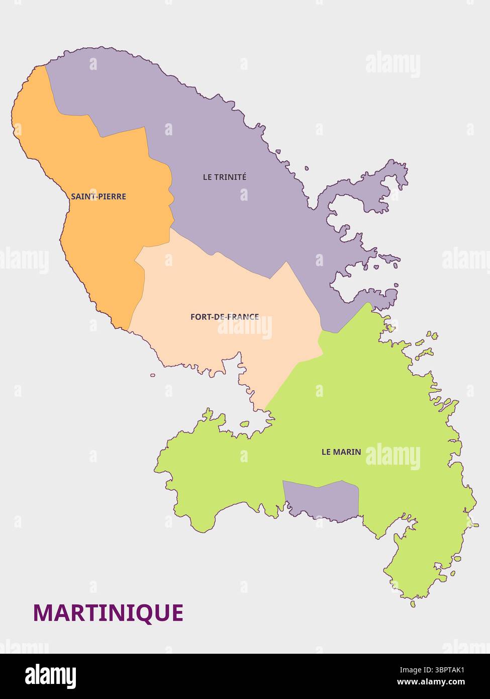 Martinique Map Administrative Regions Illustrated Stock Vector Image ...