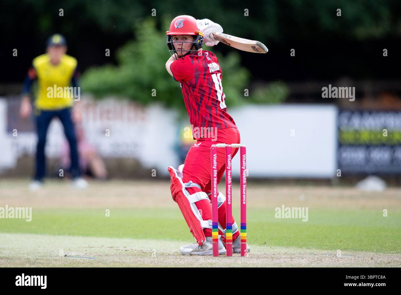 Newbury, UK, 09 July 2025. Eve Jones of Lancashire Thunder batting ...