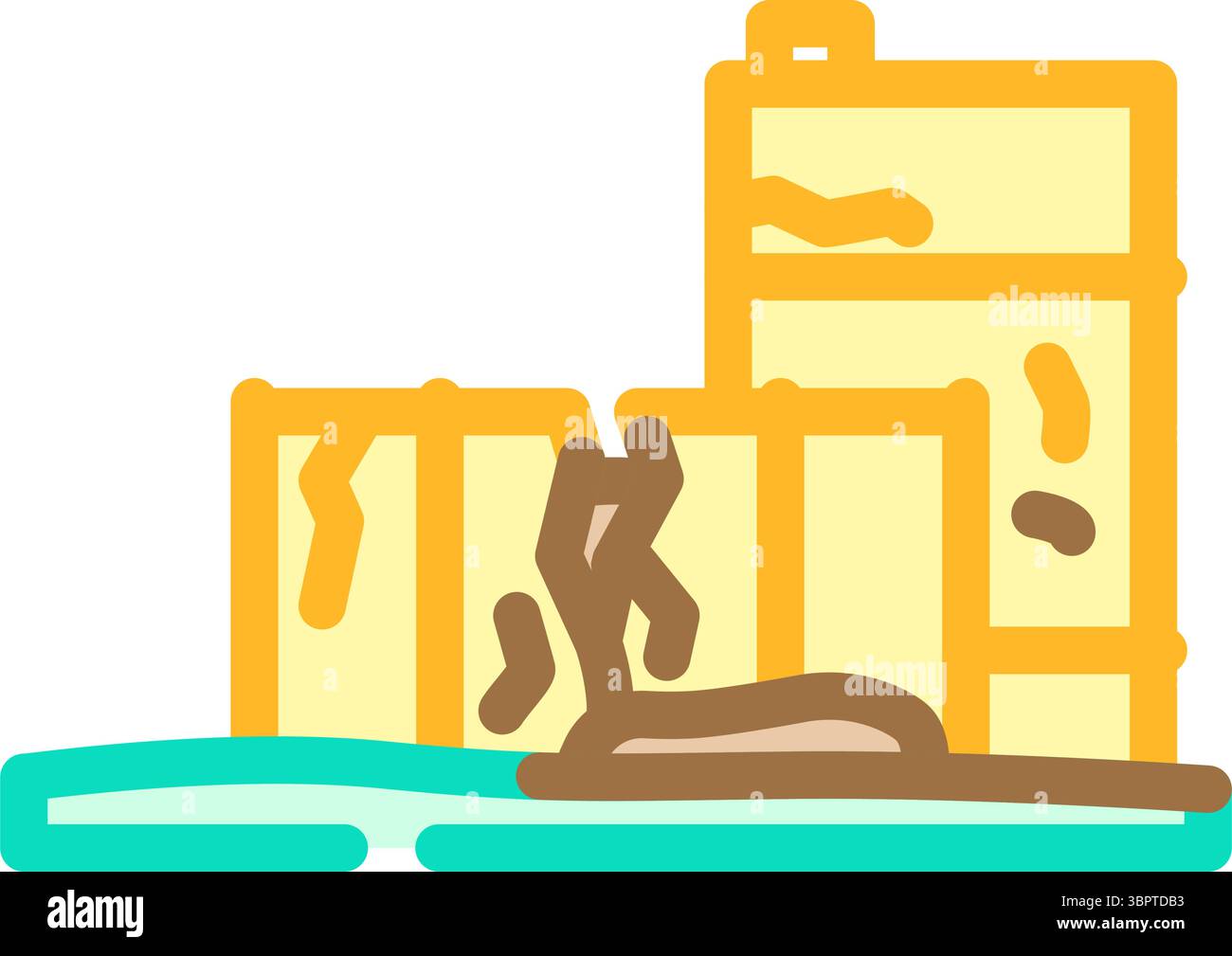 oil barrels leaking onto ground color icon vector illustration Stock ...