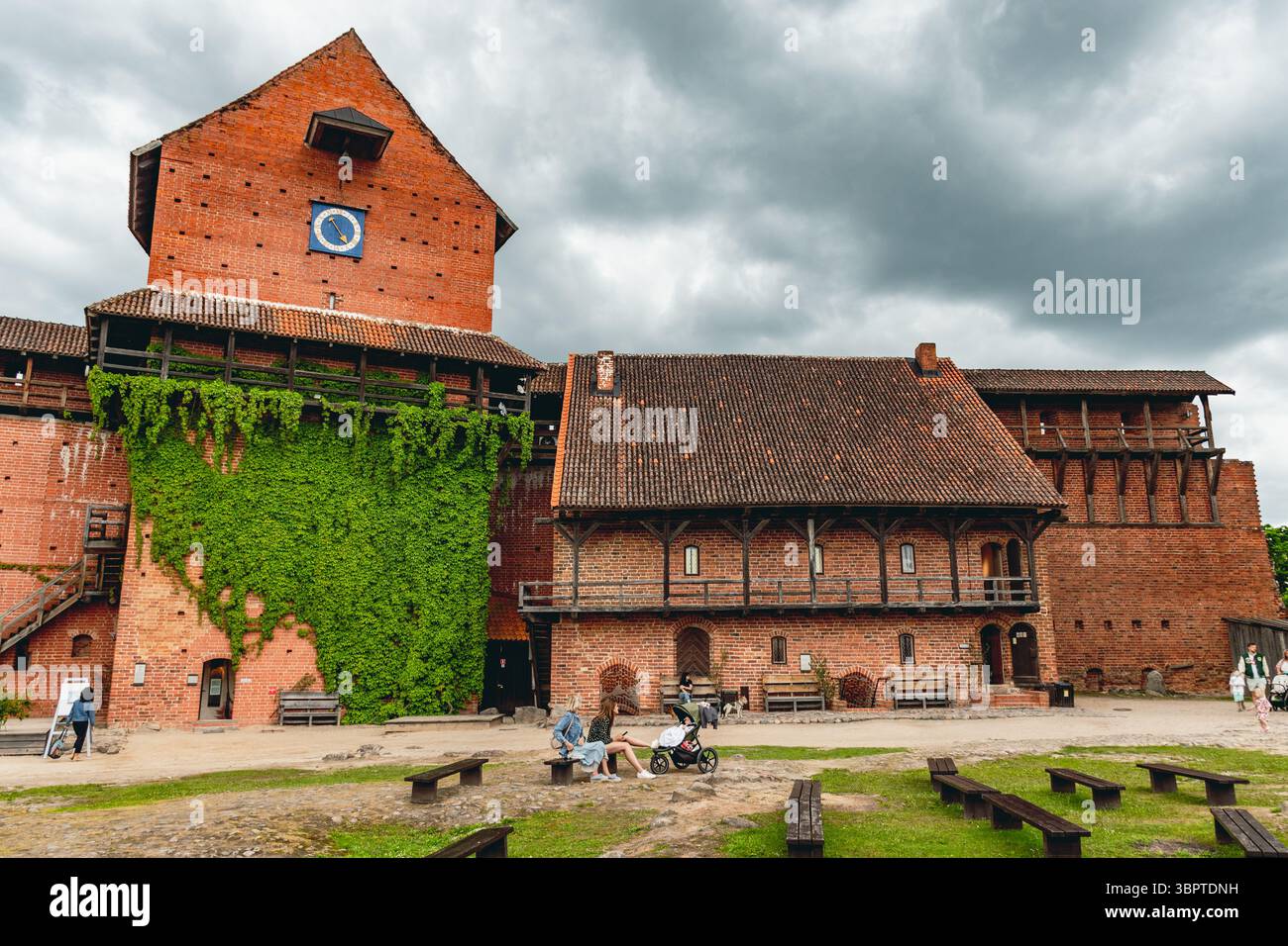 Courtyard of Turaida Castle, recently reconstructed medieval castle in ...