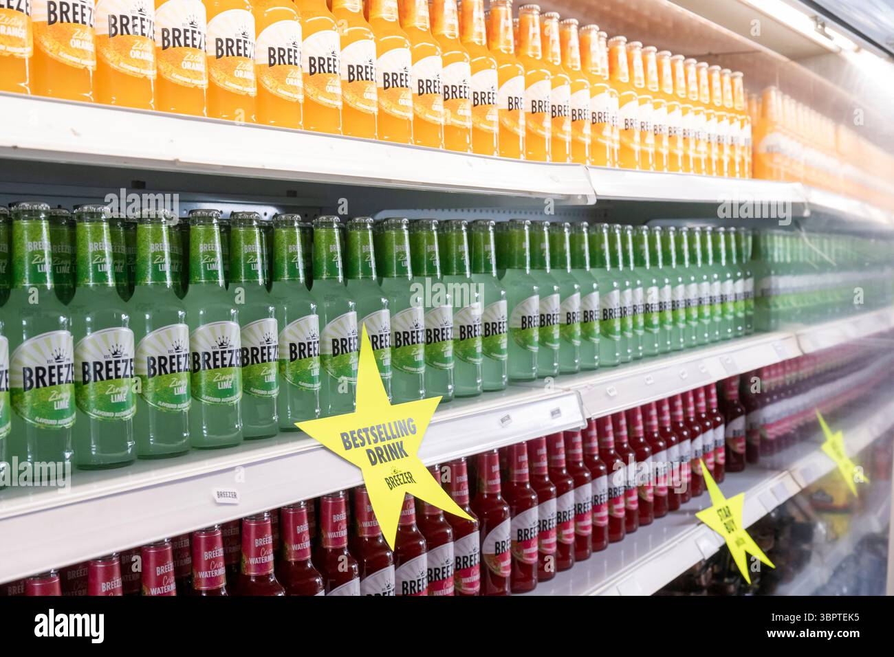 EDITORIAL USE ONLY Bottles of Breezer at 'Cornerbop', an exclusive ...