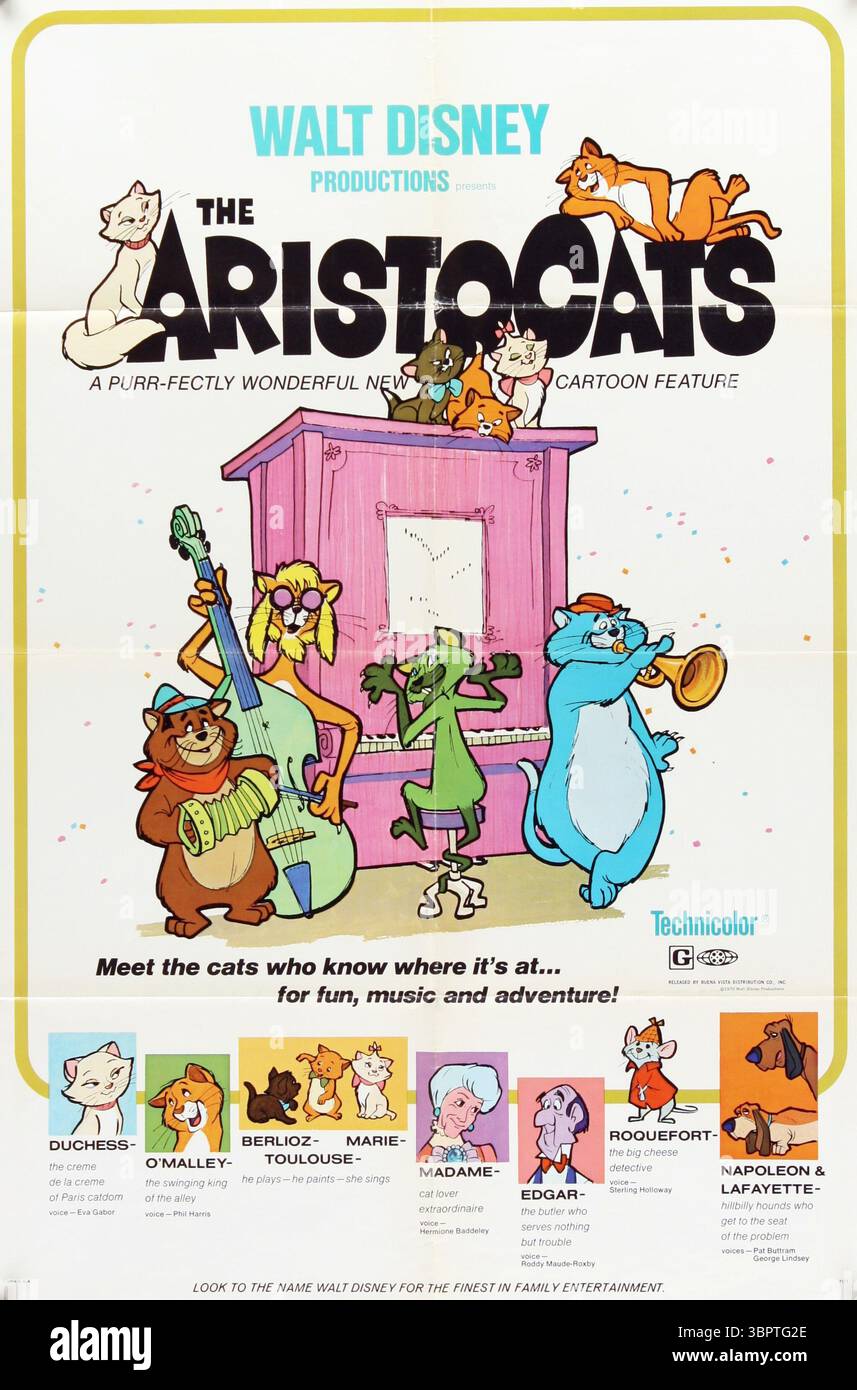 "The Aristocats" - US Poster 1970 / File Reference # 34900-722THA Stock ...