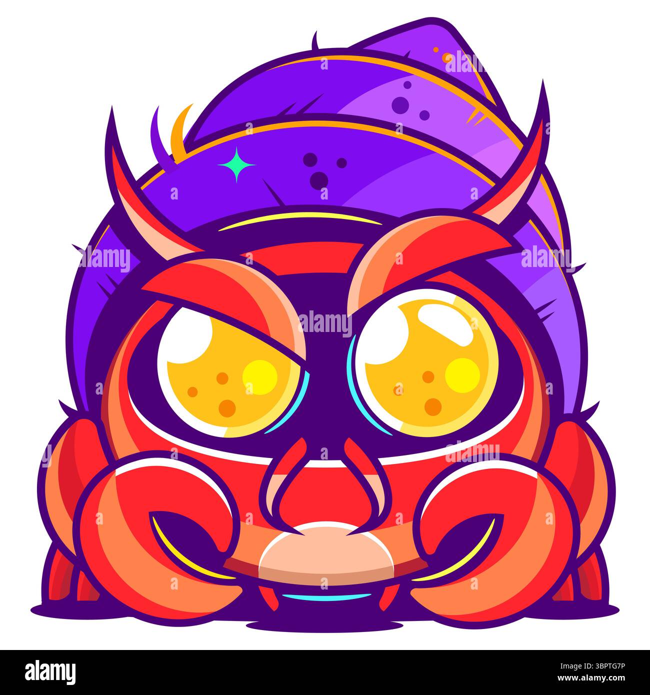 Hermit crab vector illustration. Cute shell-dwelling hermit crab ...