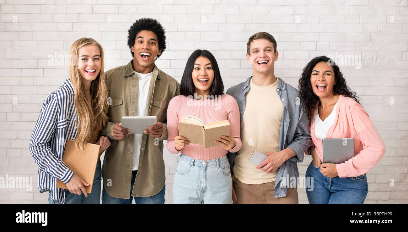 Facial expressions and emotions of student team Stock Photo - Alamy