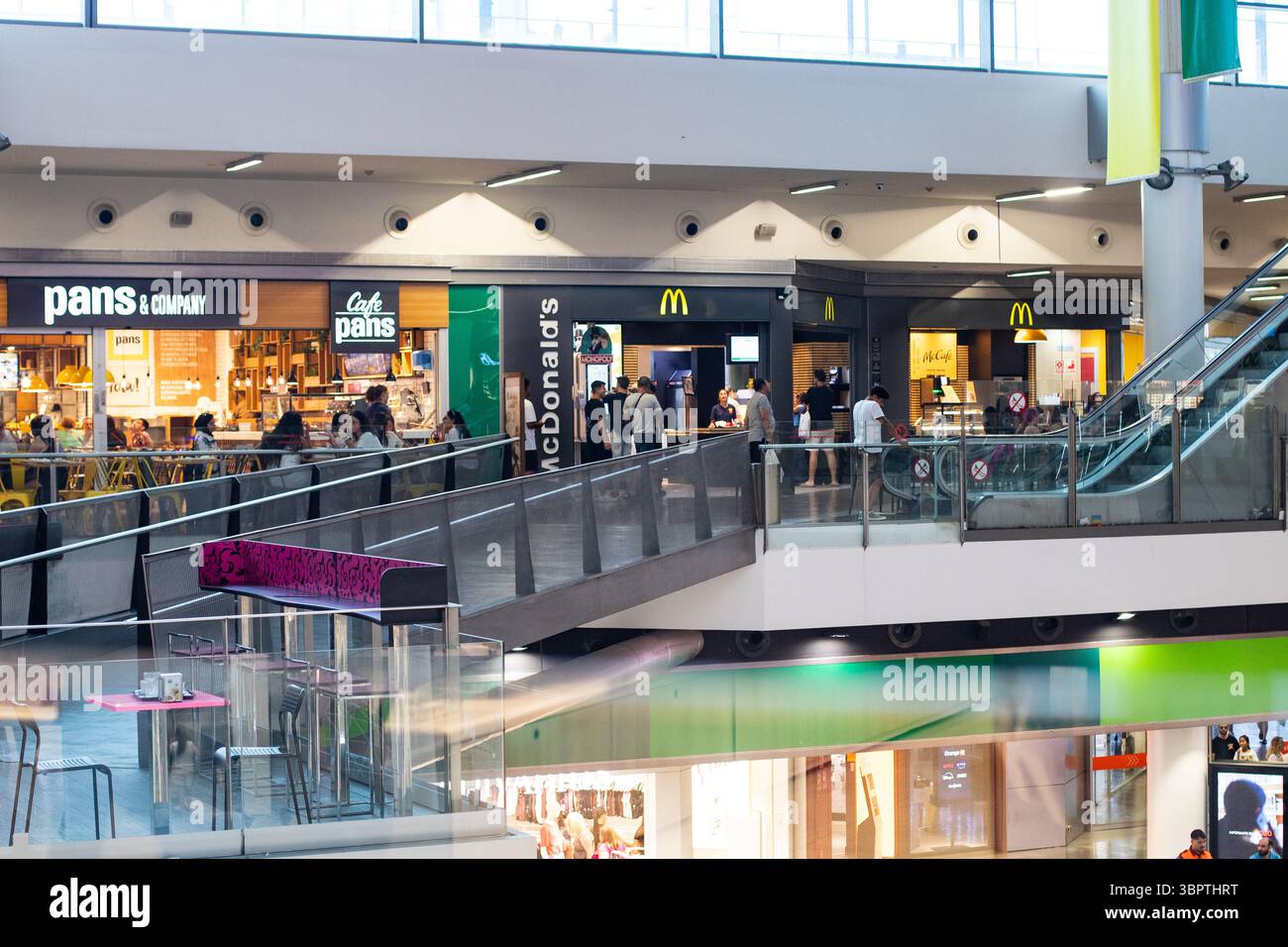 Barcelona Spain 09.07.2025 Modern Shopping Mall Interior, Food Court ...