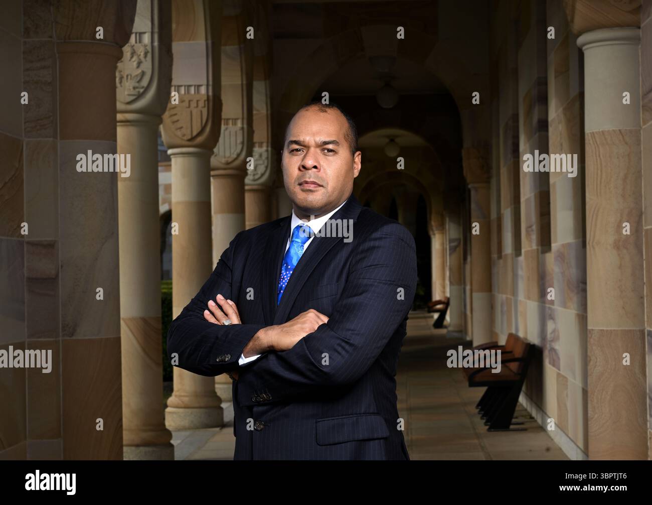 Barrister Joshua Creamer is seen posing for a photograph at UQ's Great ...