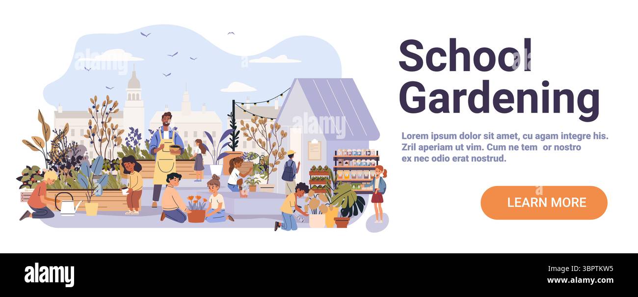 School gardening children planting teacher outdoor urban farm ...