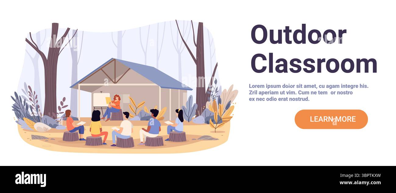 Outdoor classroom back to school nature learning teacher instructing ...